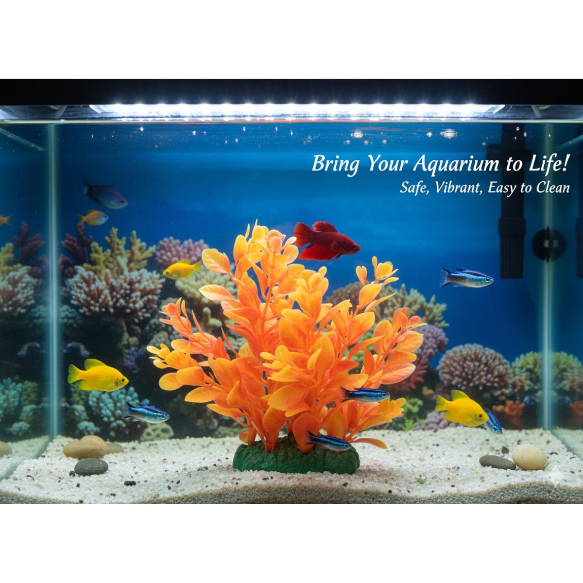 Aquarium Plastic Plant M406 W7×h13 Cm Bright Orange Ludvigia Style